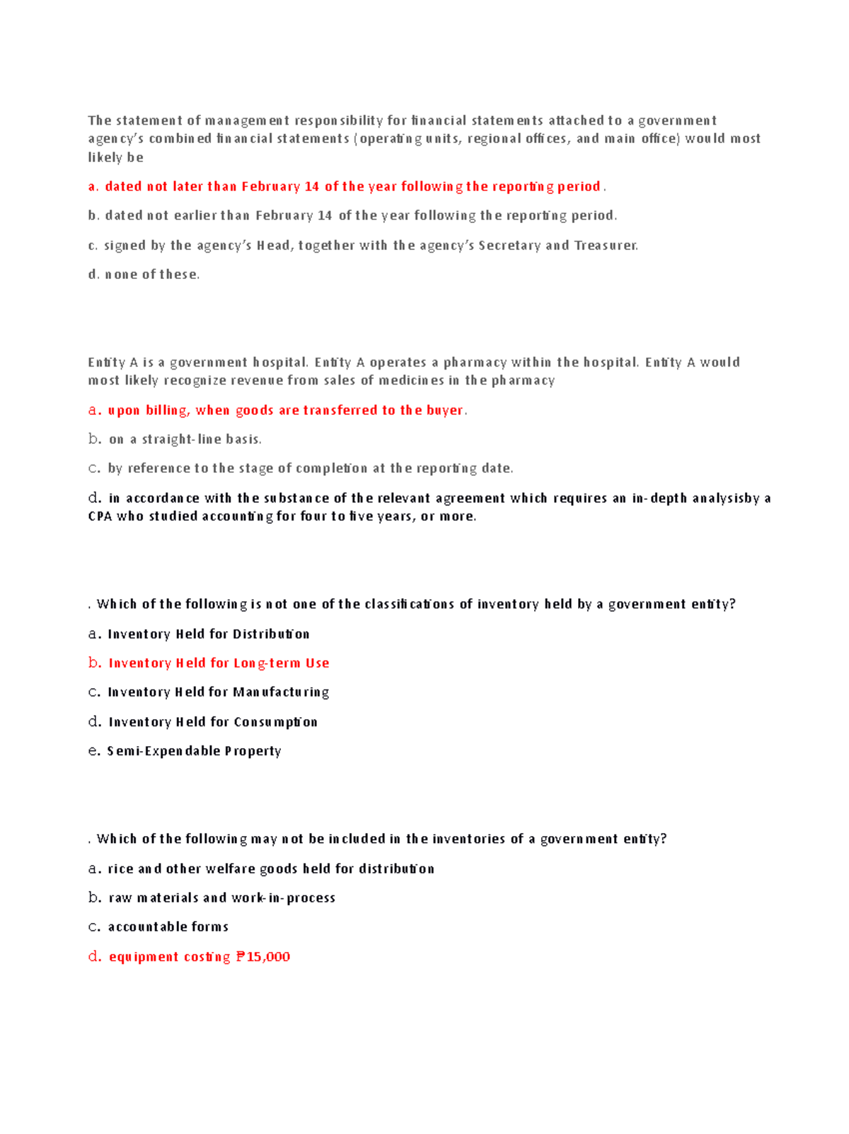 The statement of management responsibility for financial statements ...