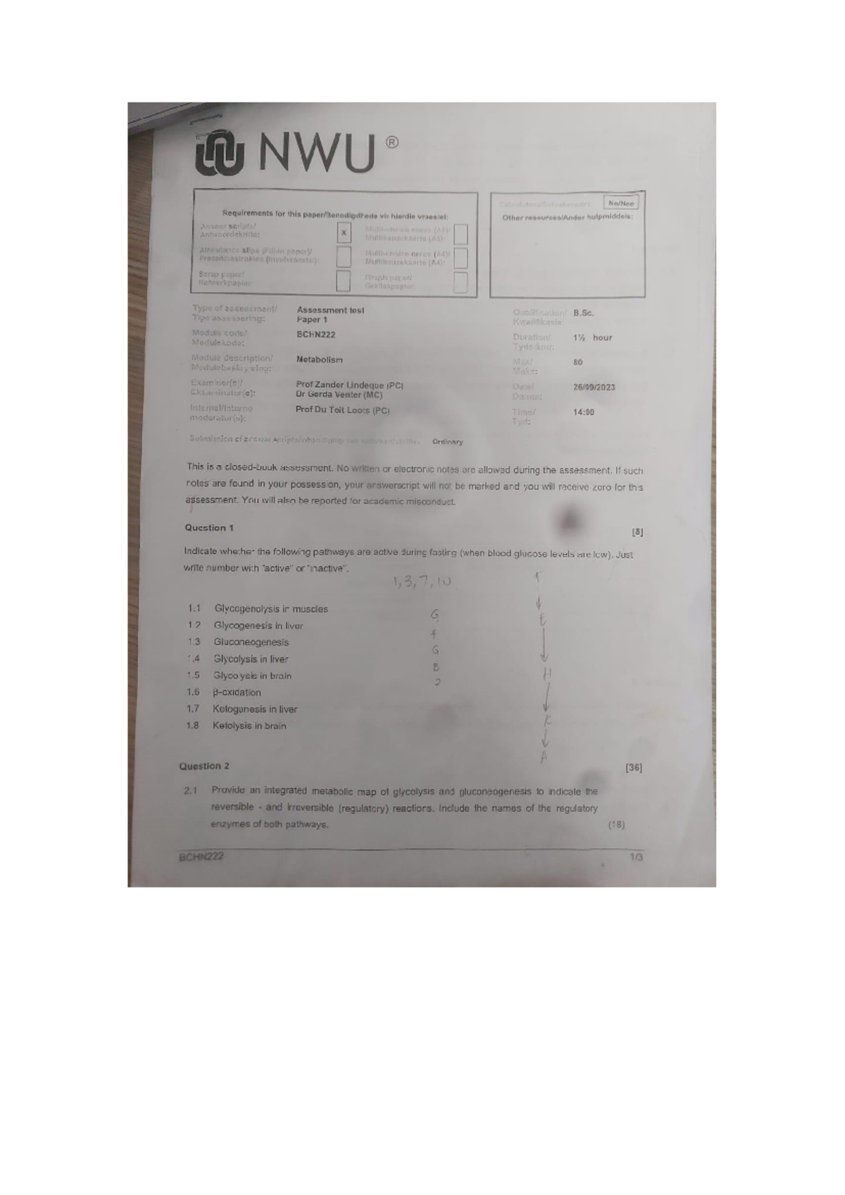 Assignment 1 - W NWU R Requirements for this vir hierdle vraestel ...