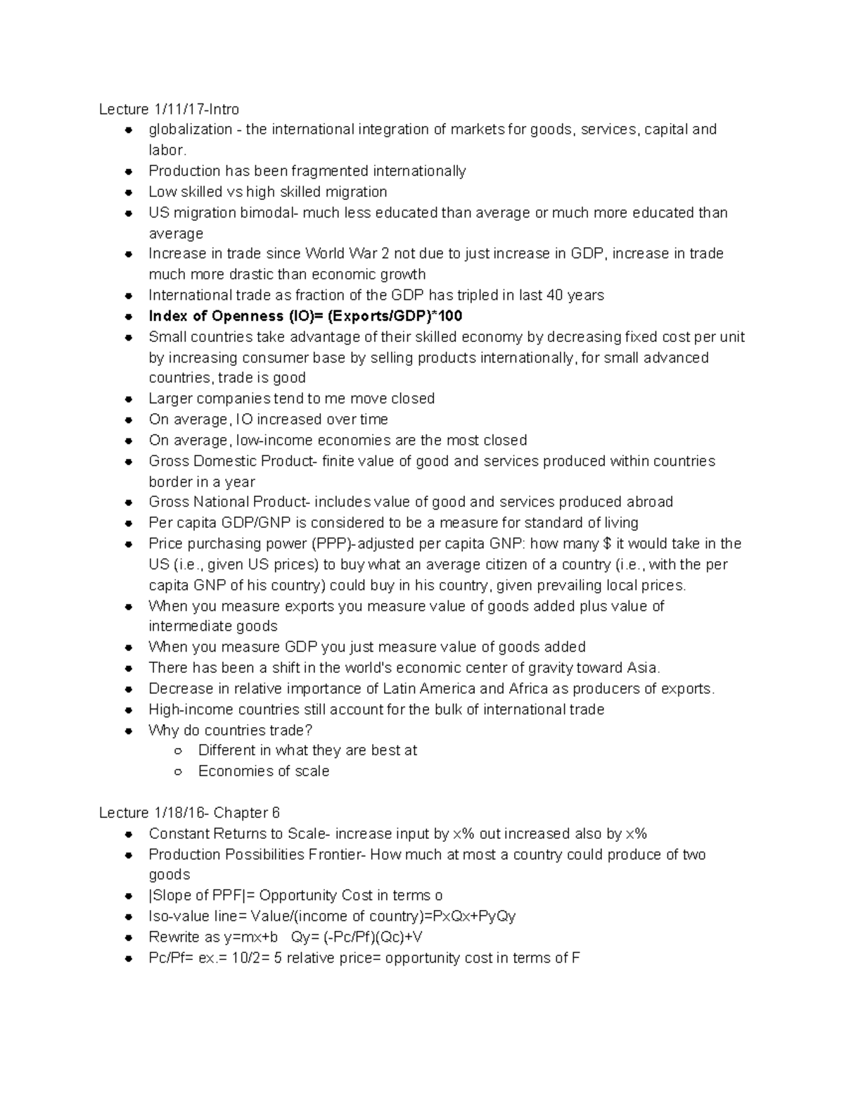 International Trade Notes - Lecture globalization the international ...
