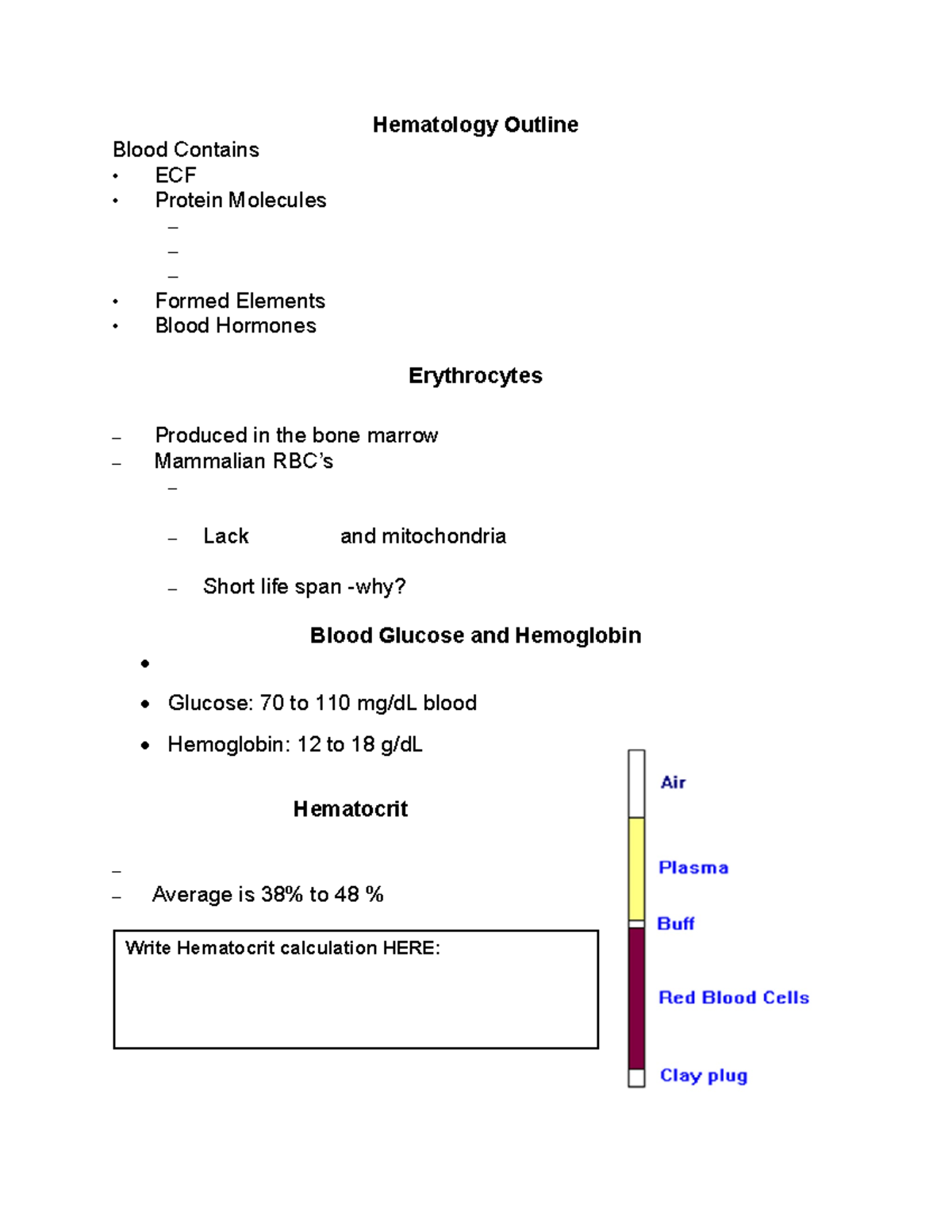 blood lab lllllllll - Hematology Outline Blood Contains • ECF • Protein ...