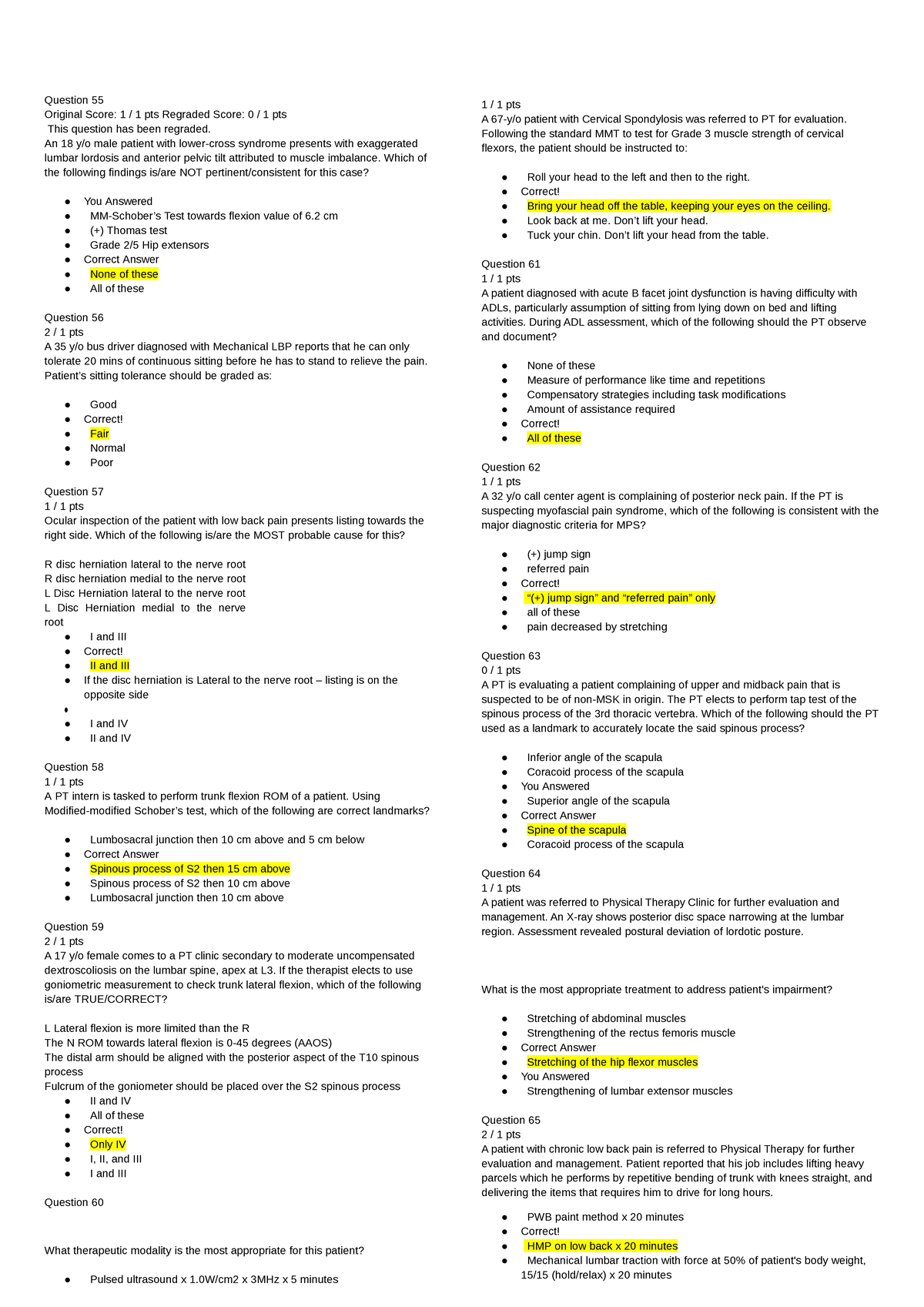 MPT Prelim Exam 2 - Question 55 Original Score: 1 / 1 pts Regraded ...