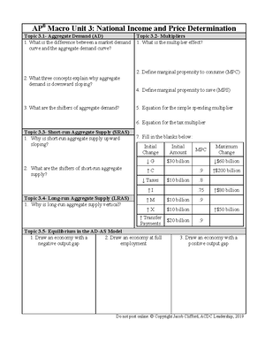 Unit 3 Study Guide - Unit 3: Study Guide Macroeconomics Basics Graphing ...
