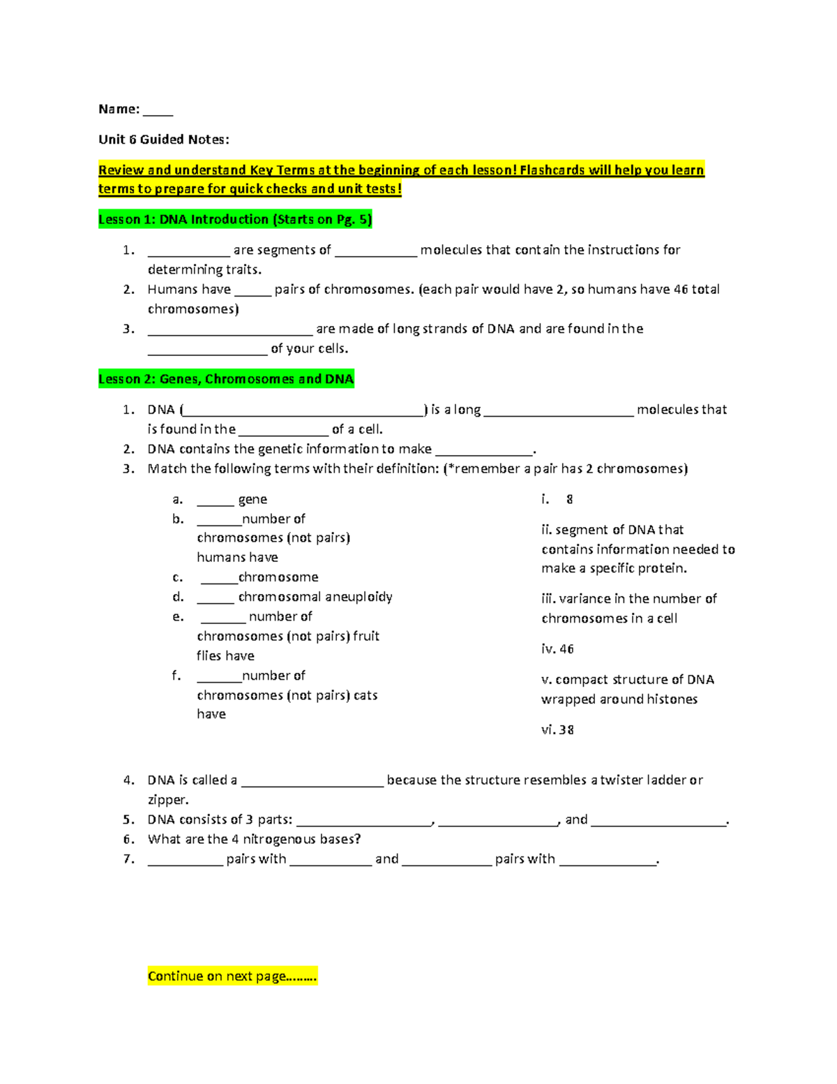 SMA Unit 6 Guided Notes - Name: ____ Unit 6 Guided Notes: Review and ...