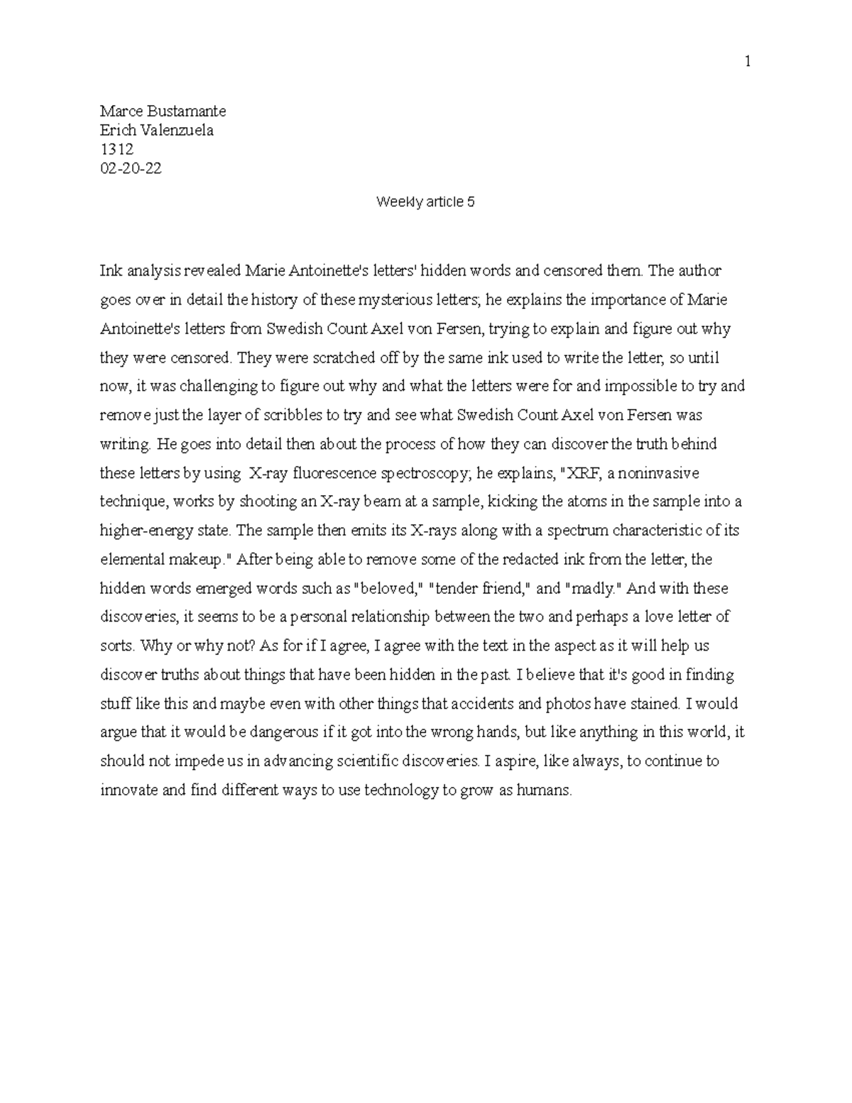 Weekly 4 Articlef fsvfa fvfvf favzfszvf - BIOL 2421 - EPCC - Studocu