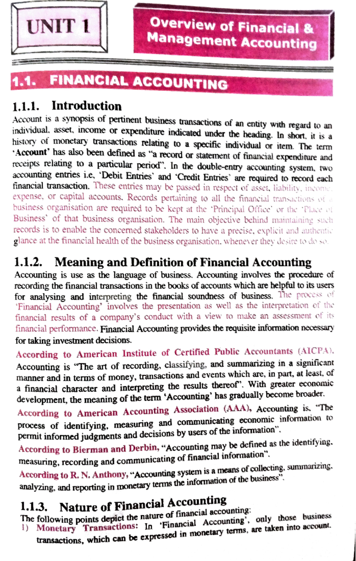 FA Book - finance - UNIT 1 Overview of Financial Management Accounting ...