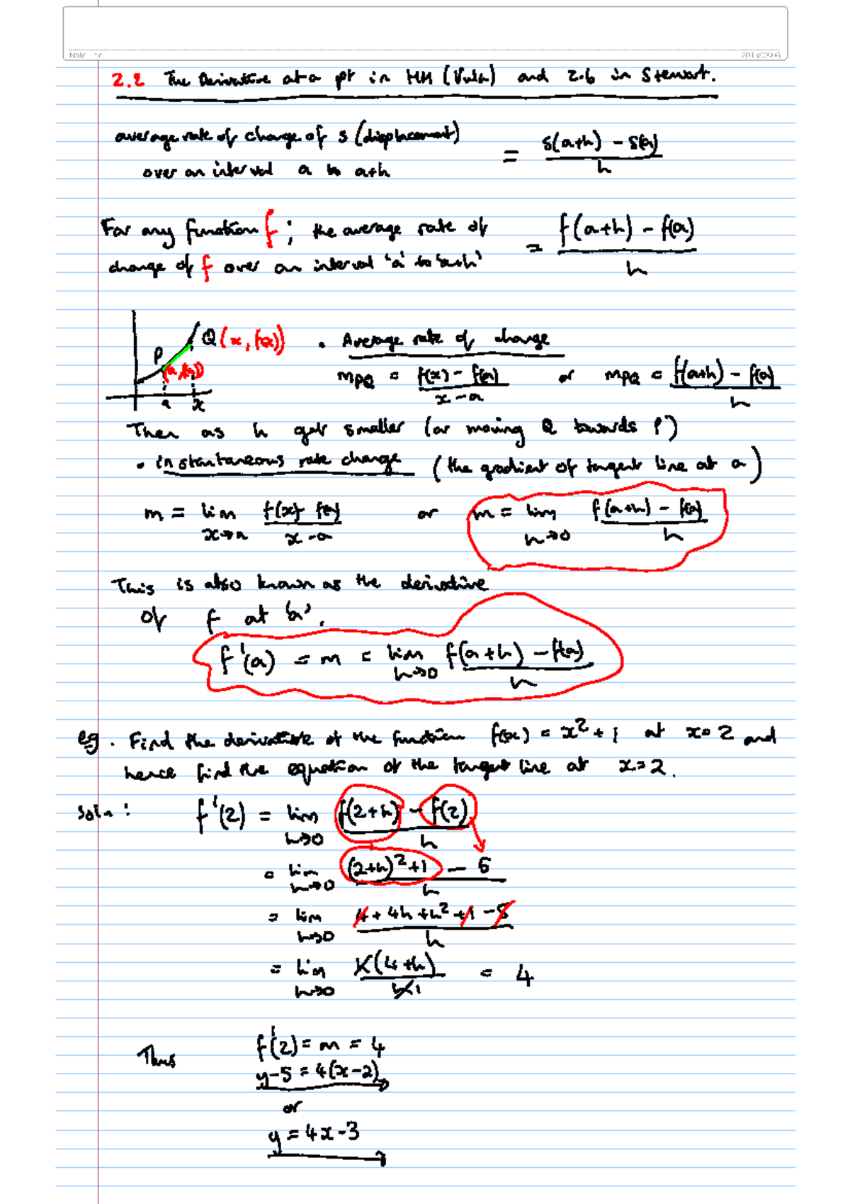 2.2 The Derivative at a point lecture notes MAM1020F 2024 PART 1 ...