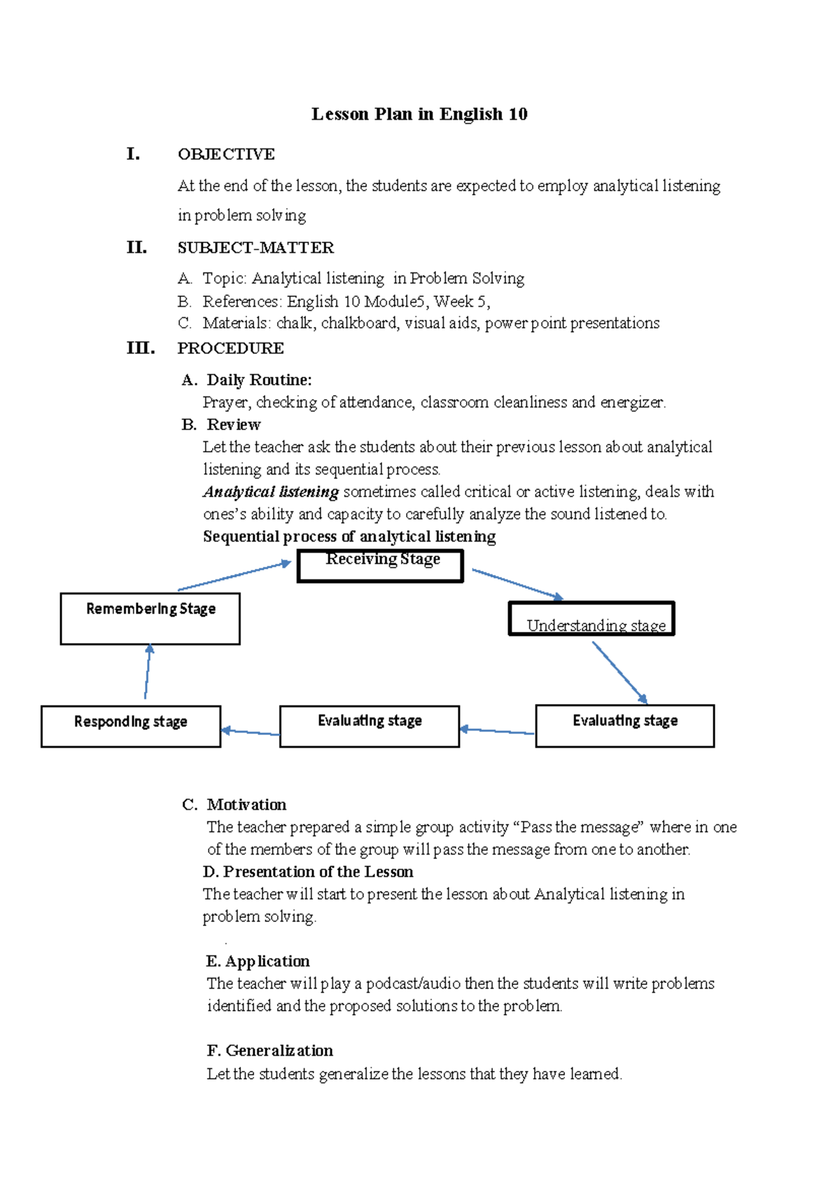 Lesson PLAN IN English 10 Quarter 1 WEEK 5 - Lesson Plan in English 10 ...