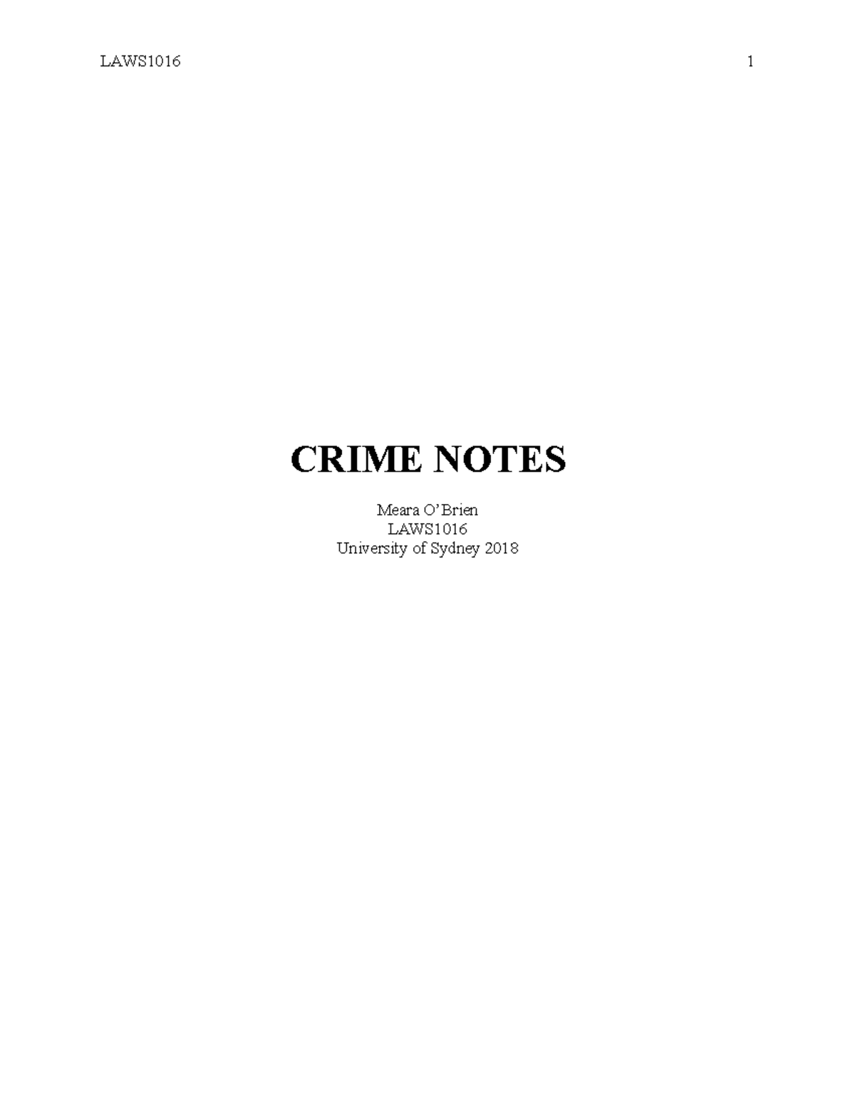 Crime Notes - newest version (backup) - CRIME NOTES Meara O’Brien LAWS ...