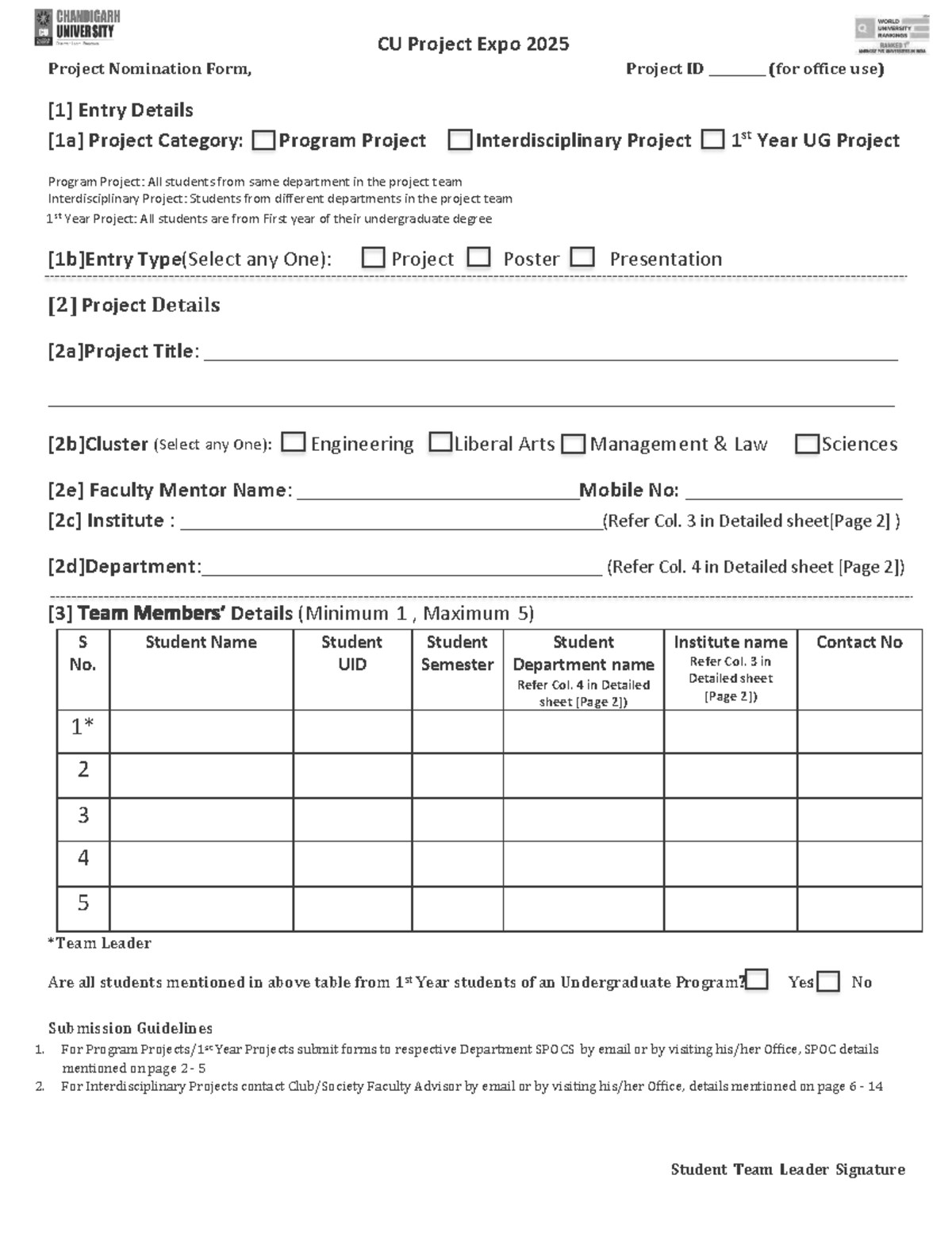 Project Entry Nomination Form CUProjects Expo 2025 - CU Project Expo ...