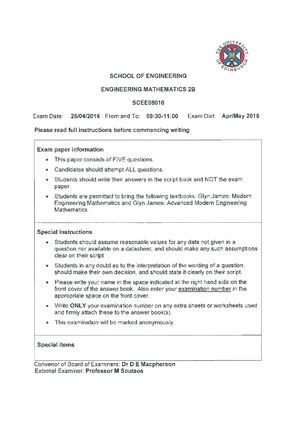 Tutorial 3 - SCEE08009 Engineering Mathematics 2B Tutorial 3 Questions ...