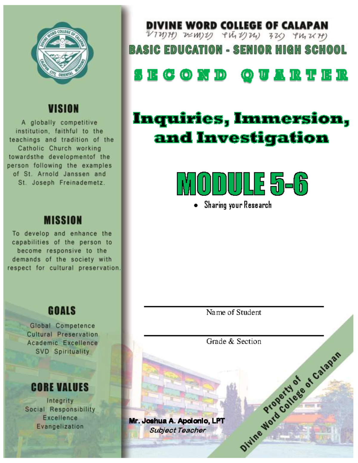 3Is Module 5-6 - Copy - all about educ - Name of Student Grade ...