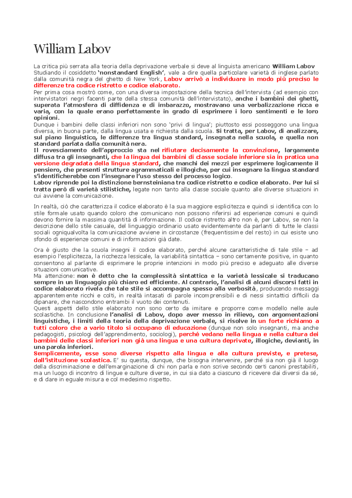 William Labov - William Labov La critica più serrata alla teoria della ...