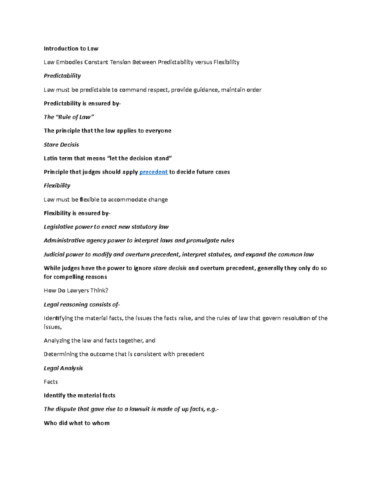 Introduction to Law - study guide - Introduction to Law Law Embodies ...