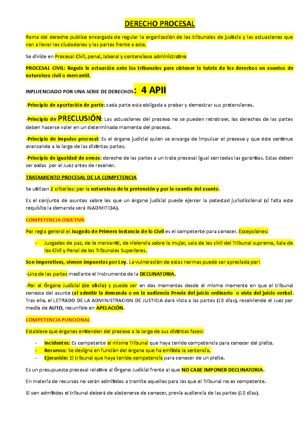 Derecho Procesal - Esquemas de apoyo - DERECHO PROCESAL Rama del ...