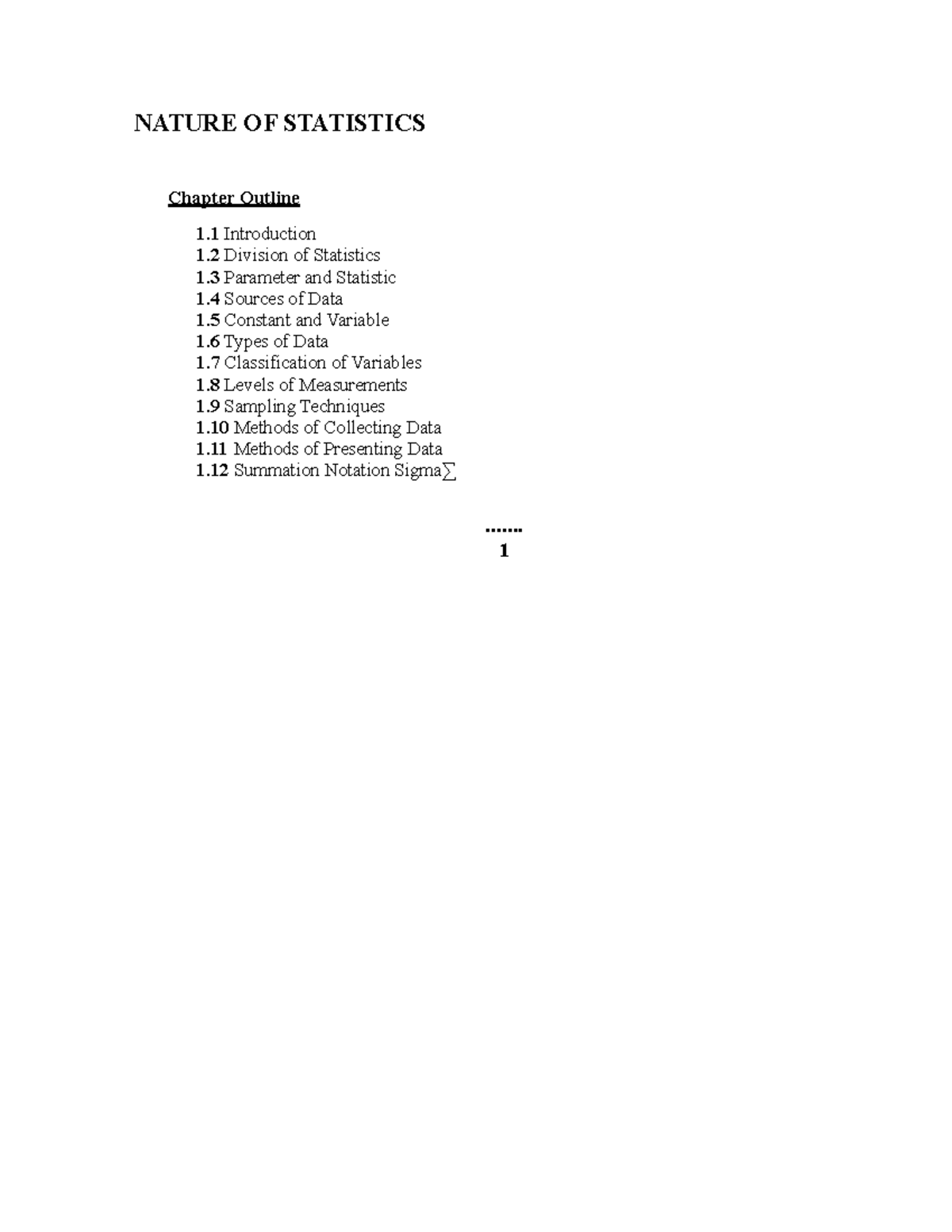 Nature OF Statistics - NATURE OF STATISTICS Chapter Outline 1 ...