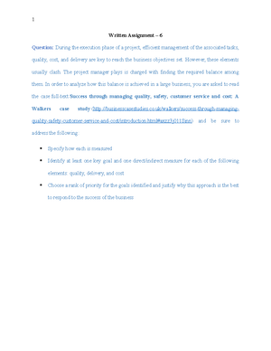 BUS 5611 Portfolio Activity unit 8 - Written Assignment Unit 6 University of the People Managing ...