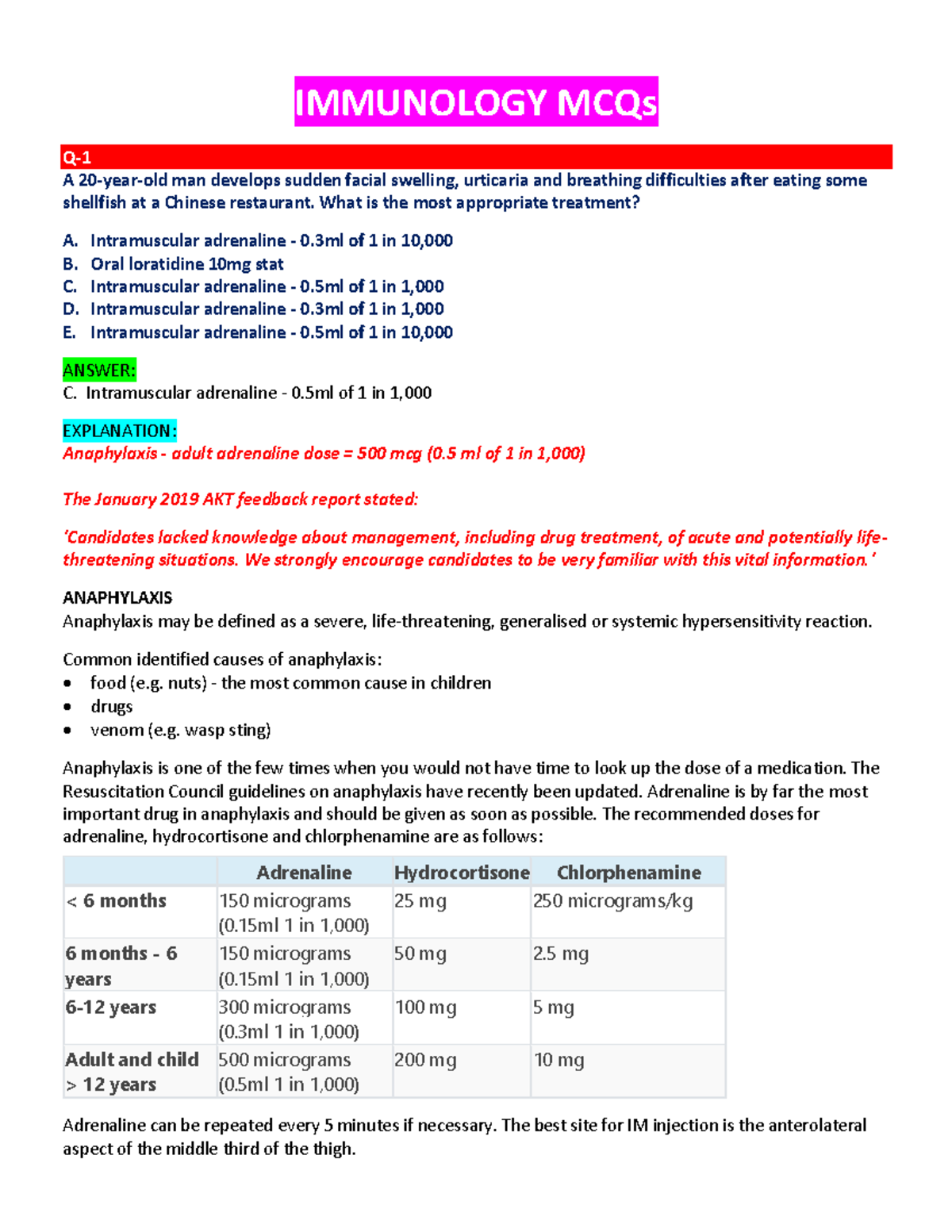 Passmedicine MCQs- Immunology - IMMUNOLOGY MCQs Q- A 20-year-old man ...