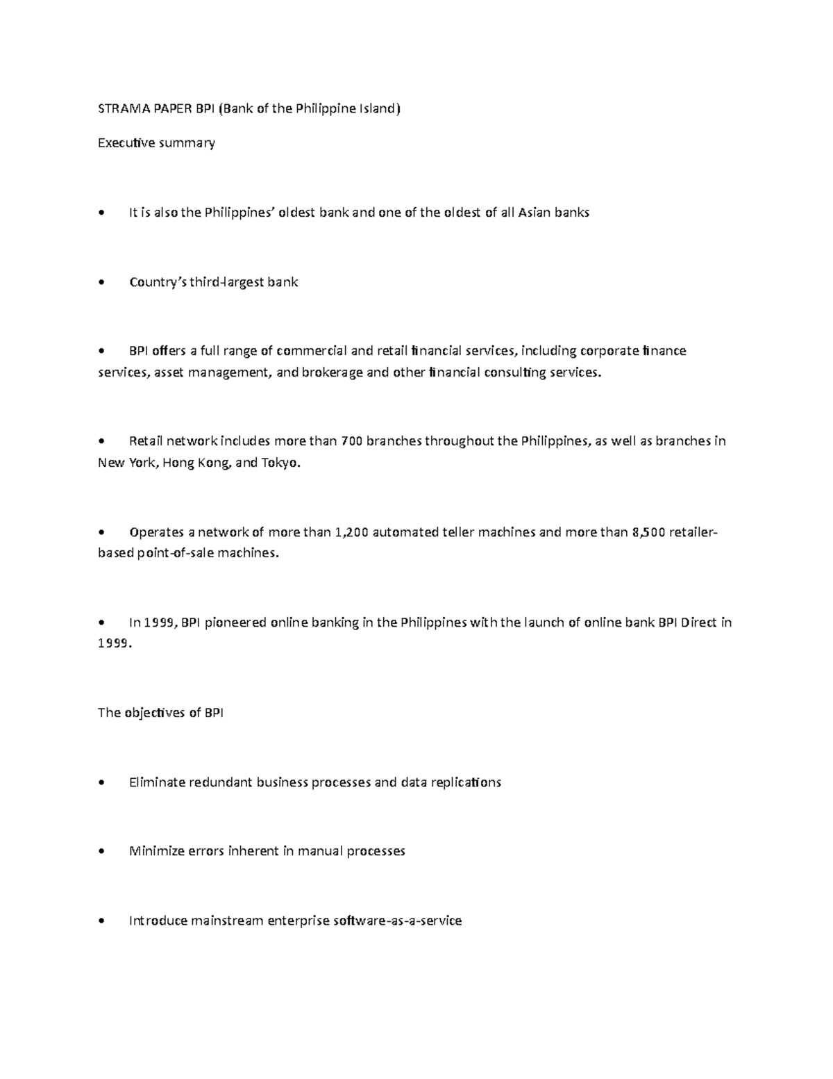 Strama Paper BPI 2017 - STRAMA PAPER BPI (Bank of the Philippine Island ...