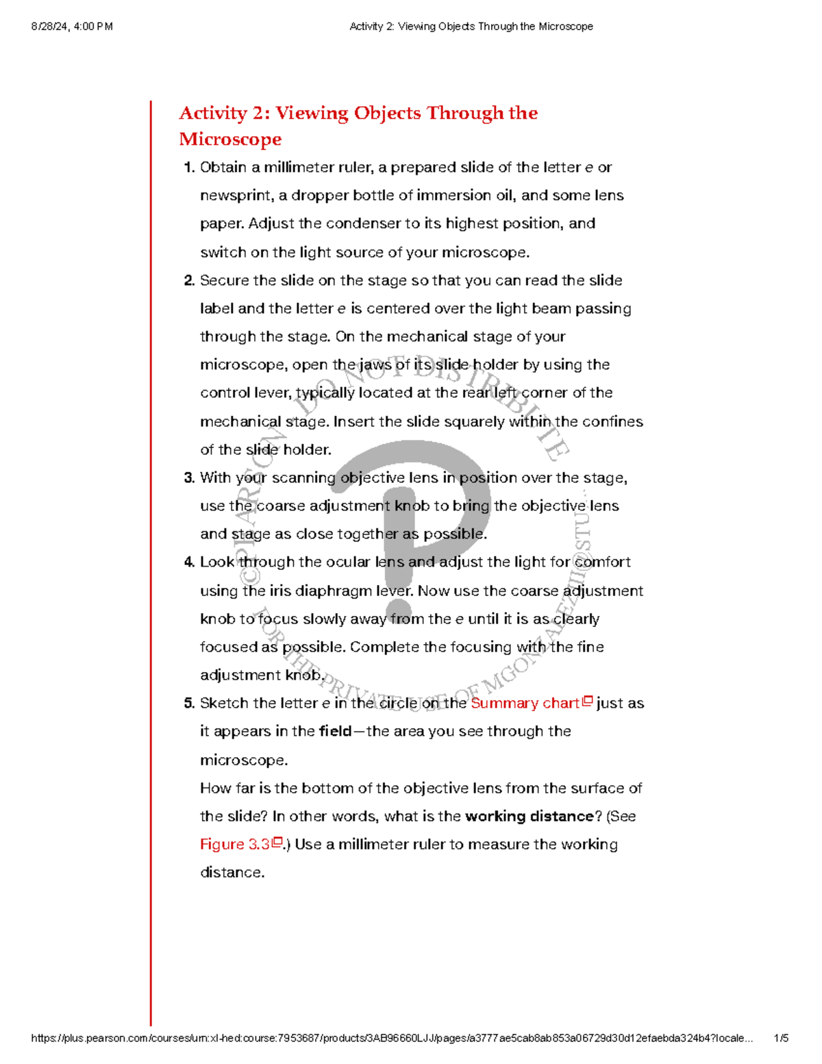 Activity 2 Viewing Objects Through the Microscope 4 - Obtain a ...