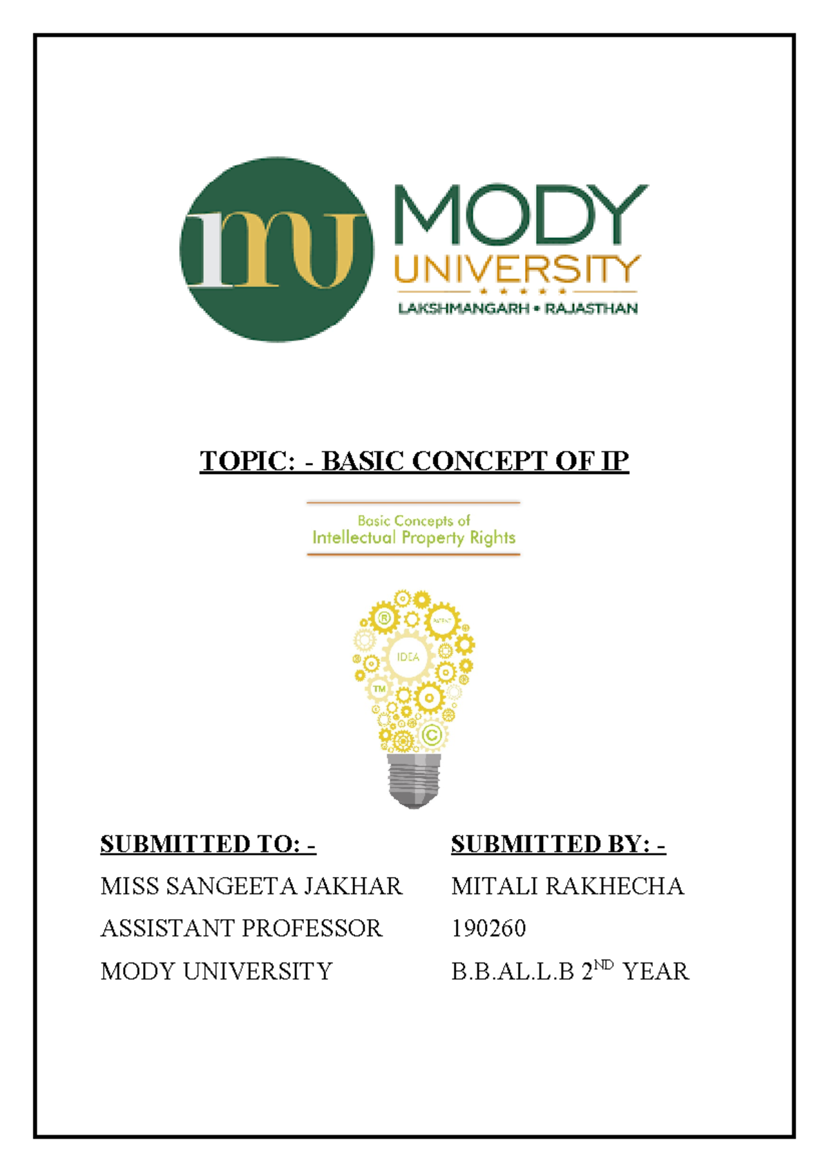 Basic Concept OF IP - Intellectual property - TOPIC: - BASIC CONCEPT OF ...