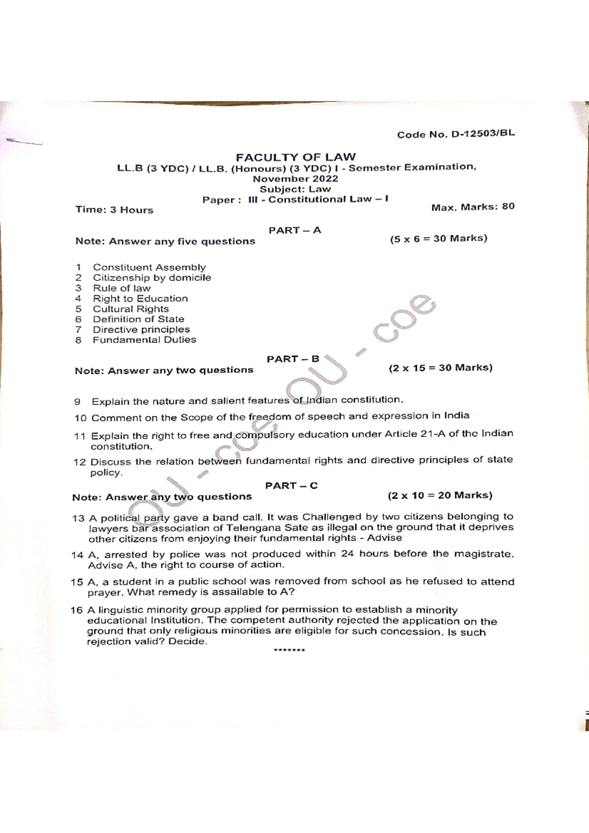 Constitution-1(Paper 3) - Constitutional Law - Studocu