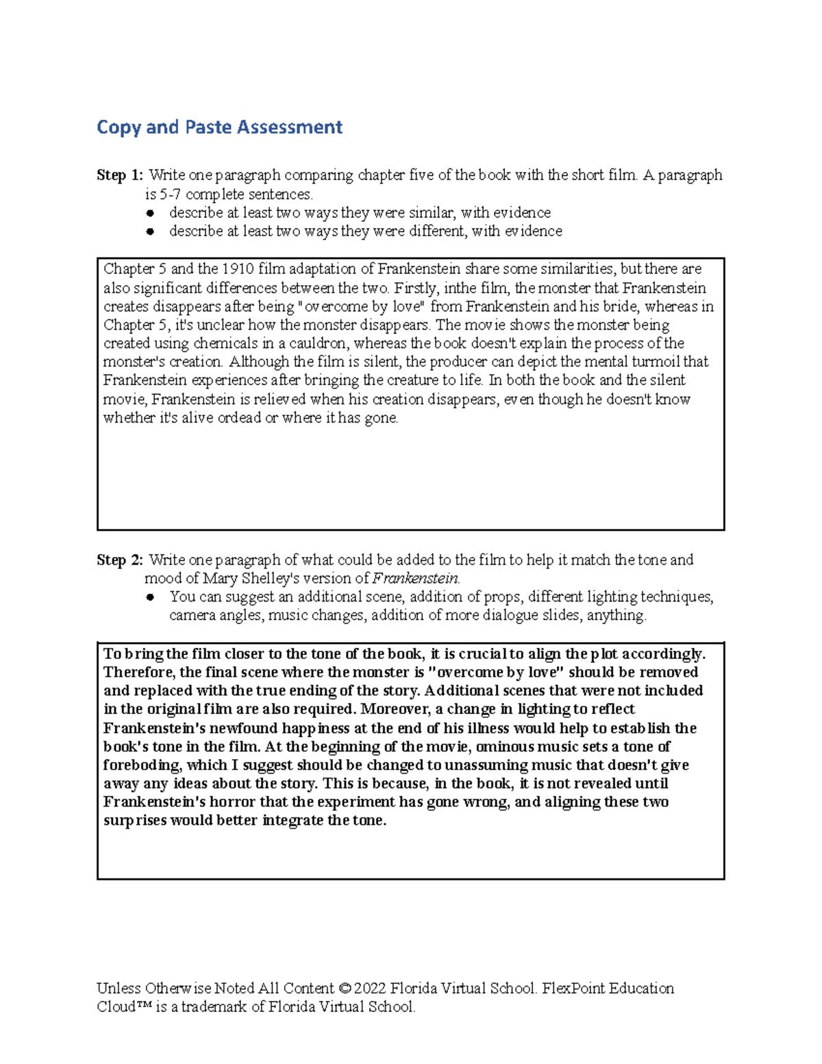 Copy paste assess rubric - Copy and Paste Assessment Step 1: Write one ...