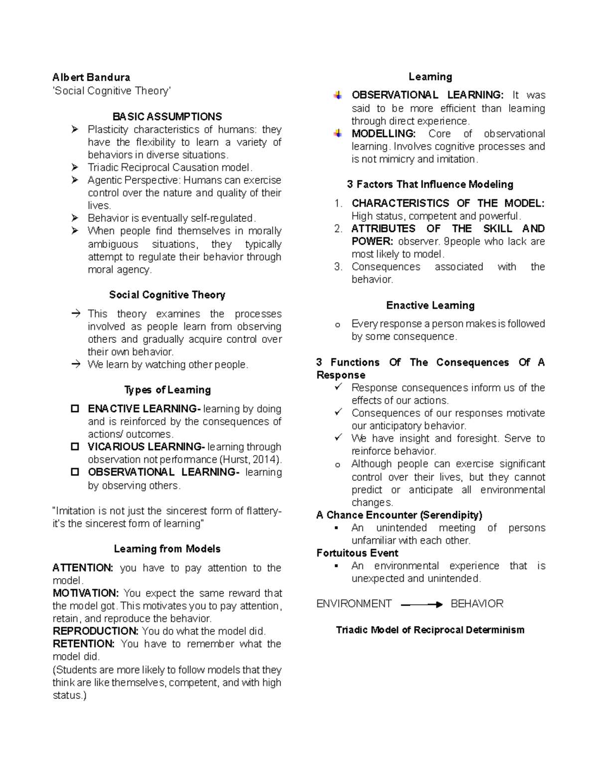 Handouts- Albert- Bandura - Albert Bandura ‘Social Cognitive Theory ...