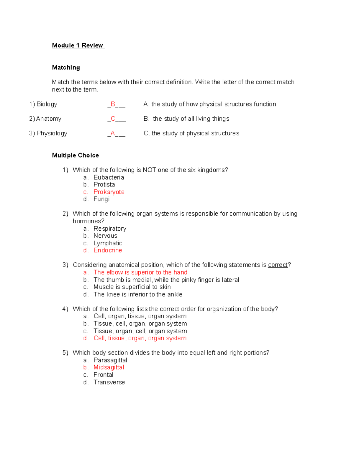 Module 1 Review answers - Module 1 Review Matching Match the terms ...
