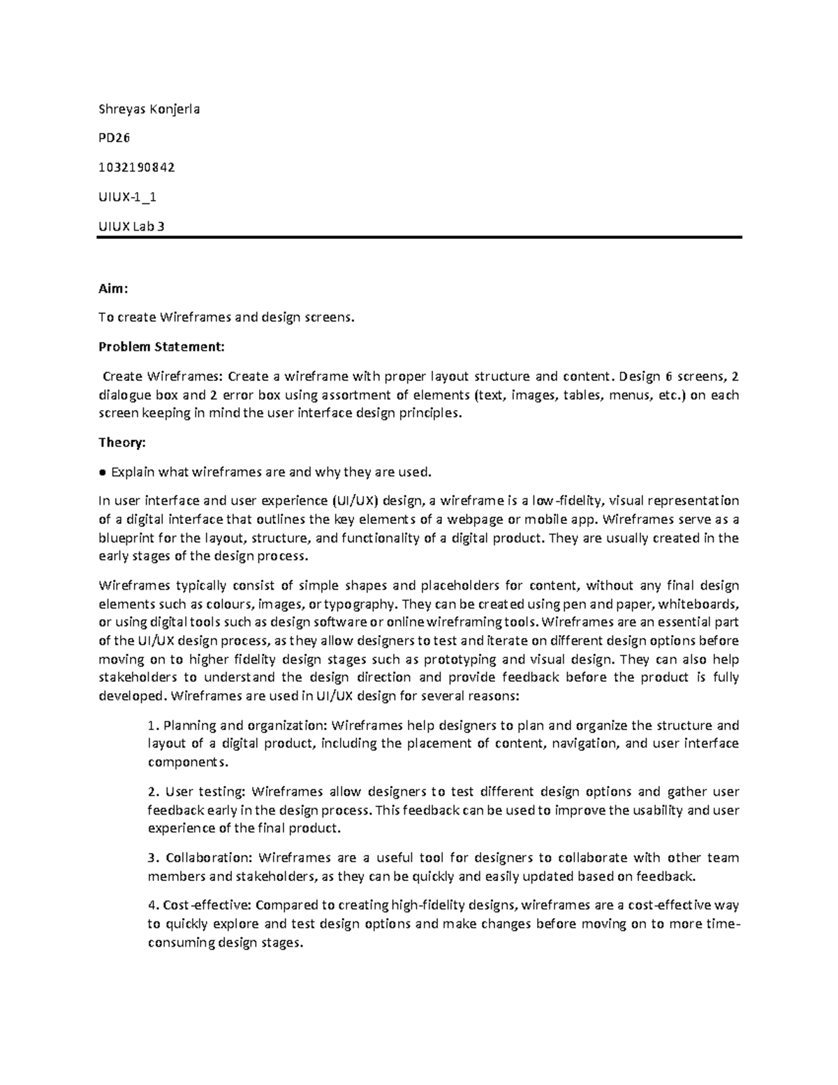 Uiux Lab 3 Lab Work For Uiux Assignment Shreyas Konjerla Pd 1032190842 Uiux 1 Uiux Lab 3