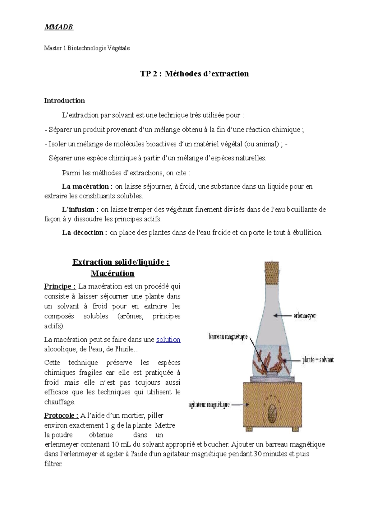 TP 02 Mmadb M1 BV - MMADB Master 1 Biotechnologie Végétale TP 2 ...