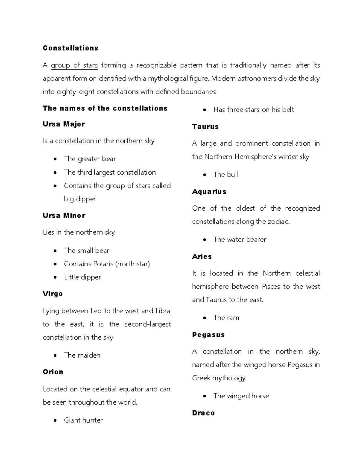 Constellations - Modern astronomers divide the sky into eighty-eight ...