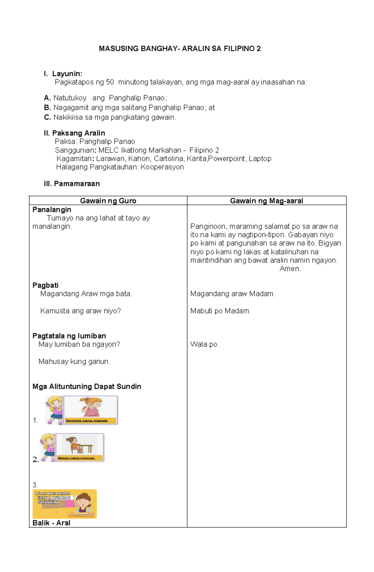 DEMO Filipino 2 - Teaching education - MASUSING BANGHAY- ARALIN SA ...