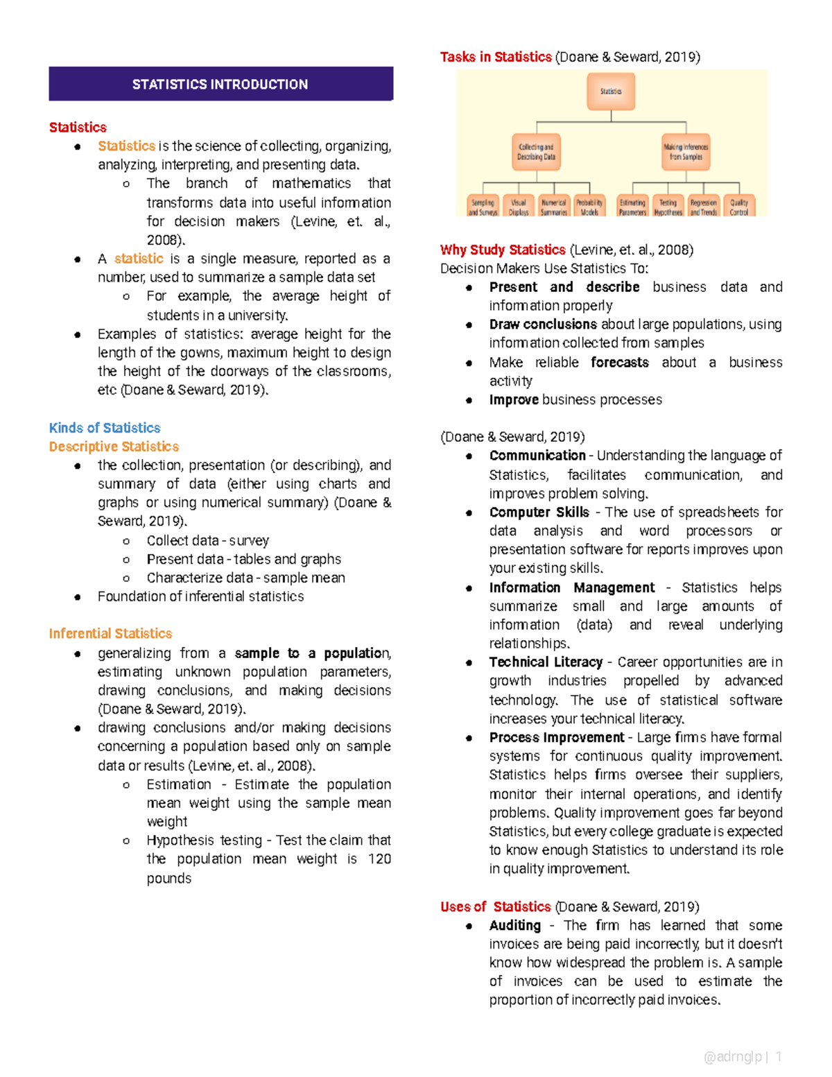 [1018] Module 1 - Lecture - STATISTICS INTRODUCTION Statistics ...