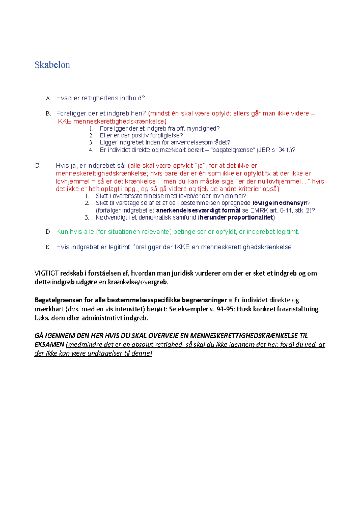 Skabelon til grundrettigheder - Skabelon A. Hvad er rettighedens ...
