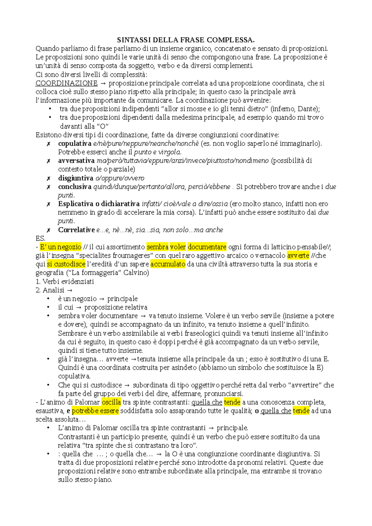 Appunti grammatica italiana - SINTASSI DELLA FRASE COMPLESSA. Quando ...