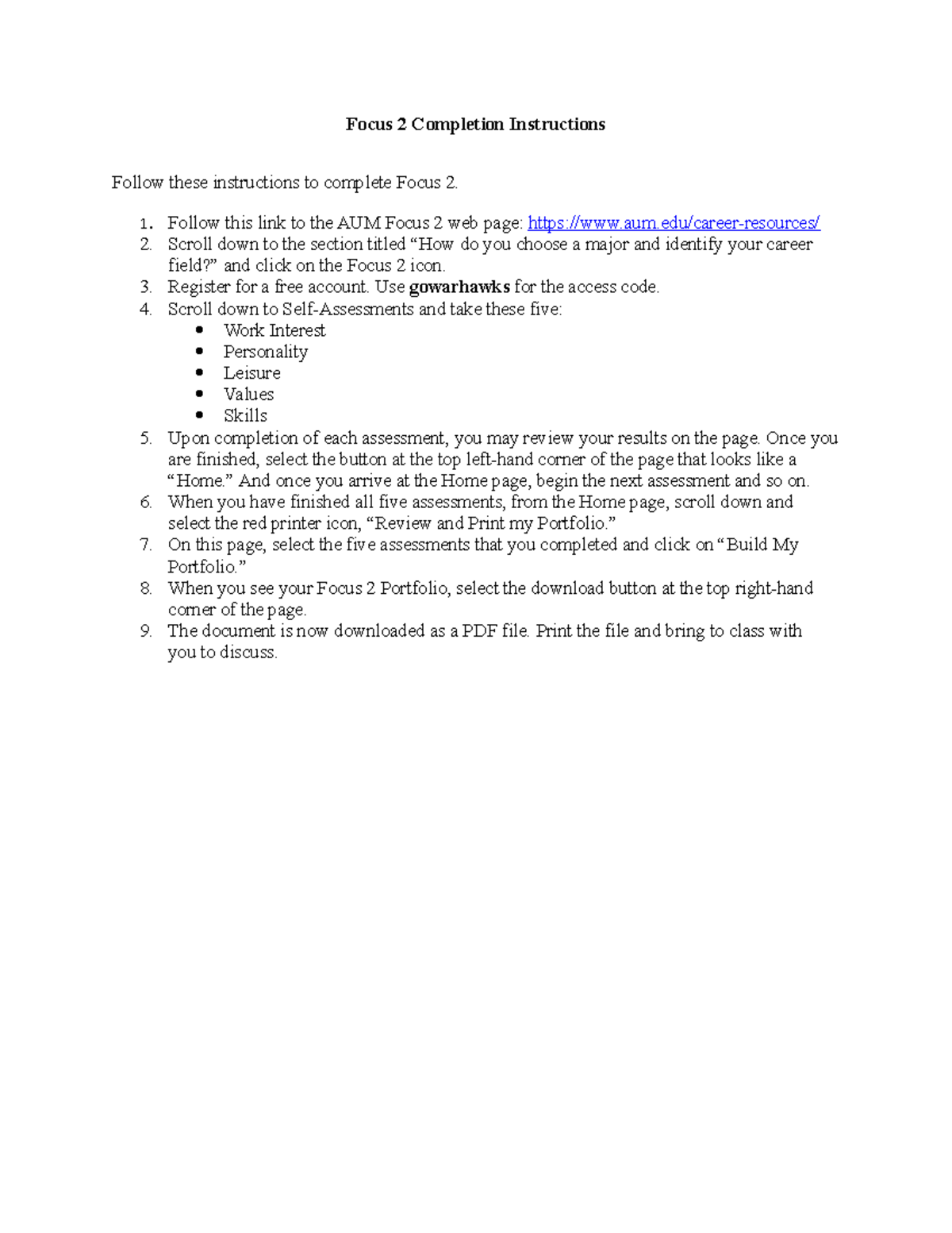 Focus 2 Completion Instructions - Focus 2 Completion Instructions ...