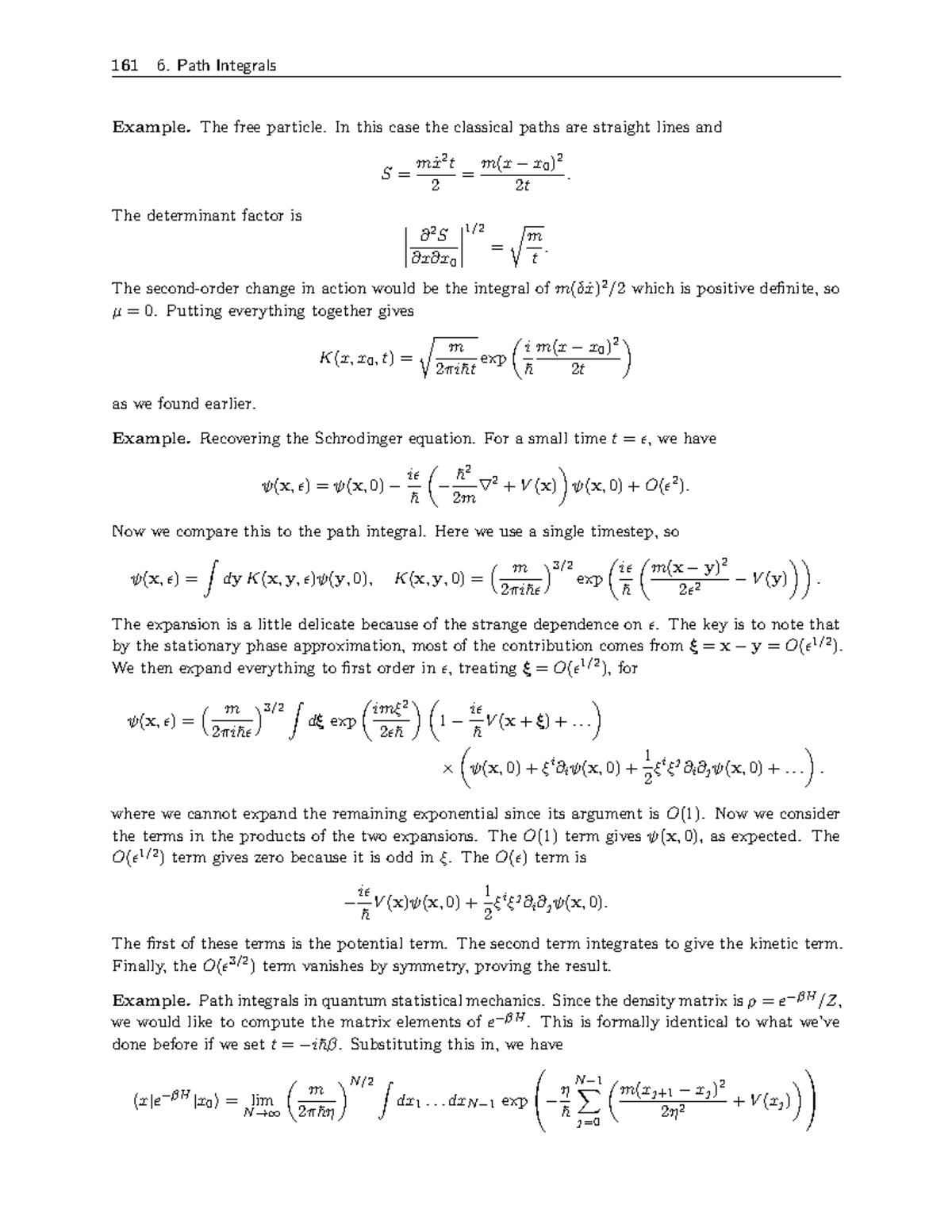 Physics-40 - Physics summary course - 161 6. Path Integrals Example. The free particle. In this ...