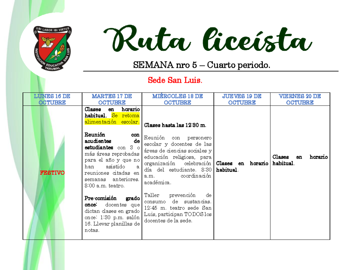 Semana 05 P4 - Aprender - SEMANA nro 5 – Cuarto periodo. Sede San Luis ...