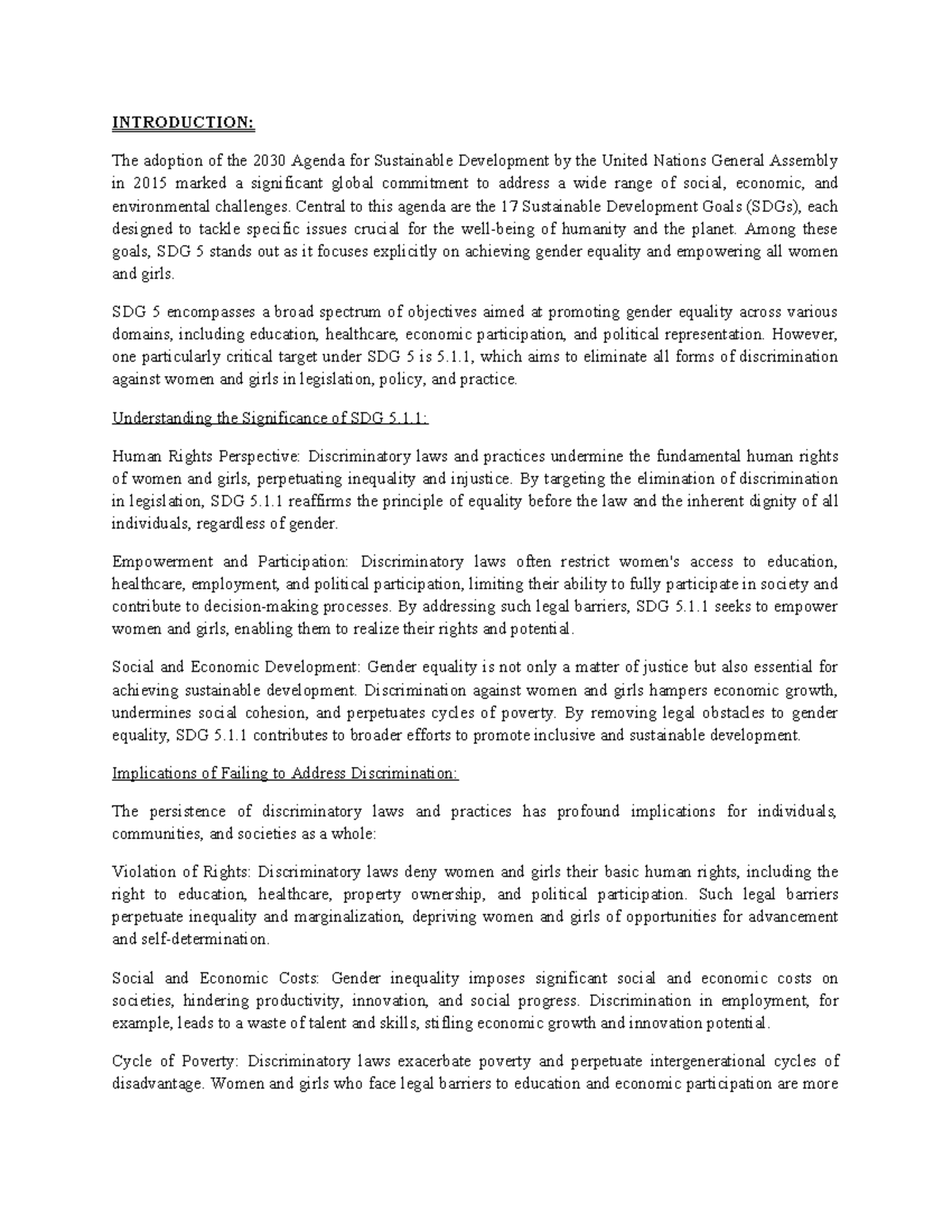 SDG goals practical - INTRODUCTION: The adoption of the 2030 Agenda for Sustainable Development ...