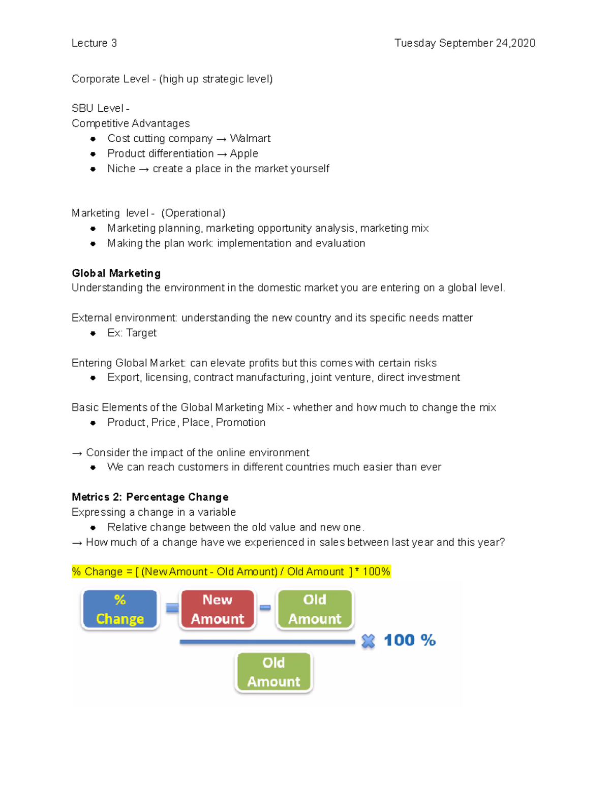 CMKT100- September 24-Lecture 3 for review - Corporate Level - (high up ...