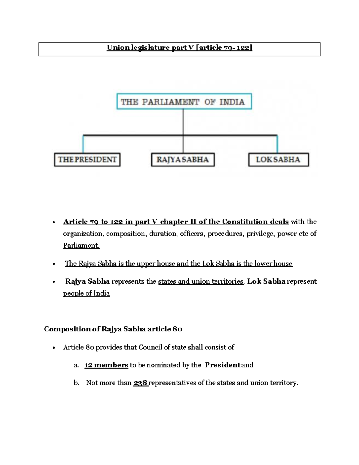 22 Union legislature converted - Union legislature part V [article 79 ...