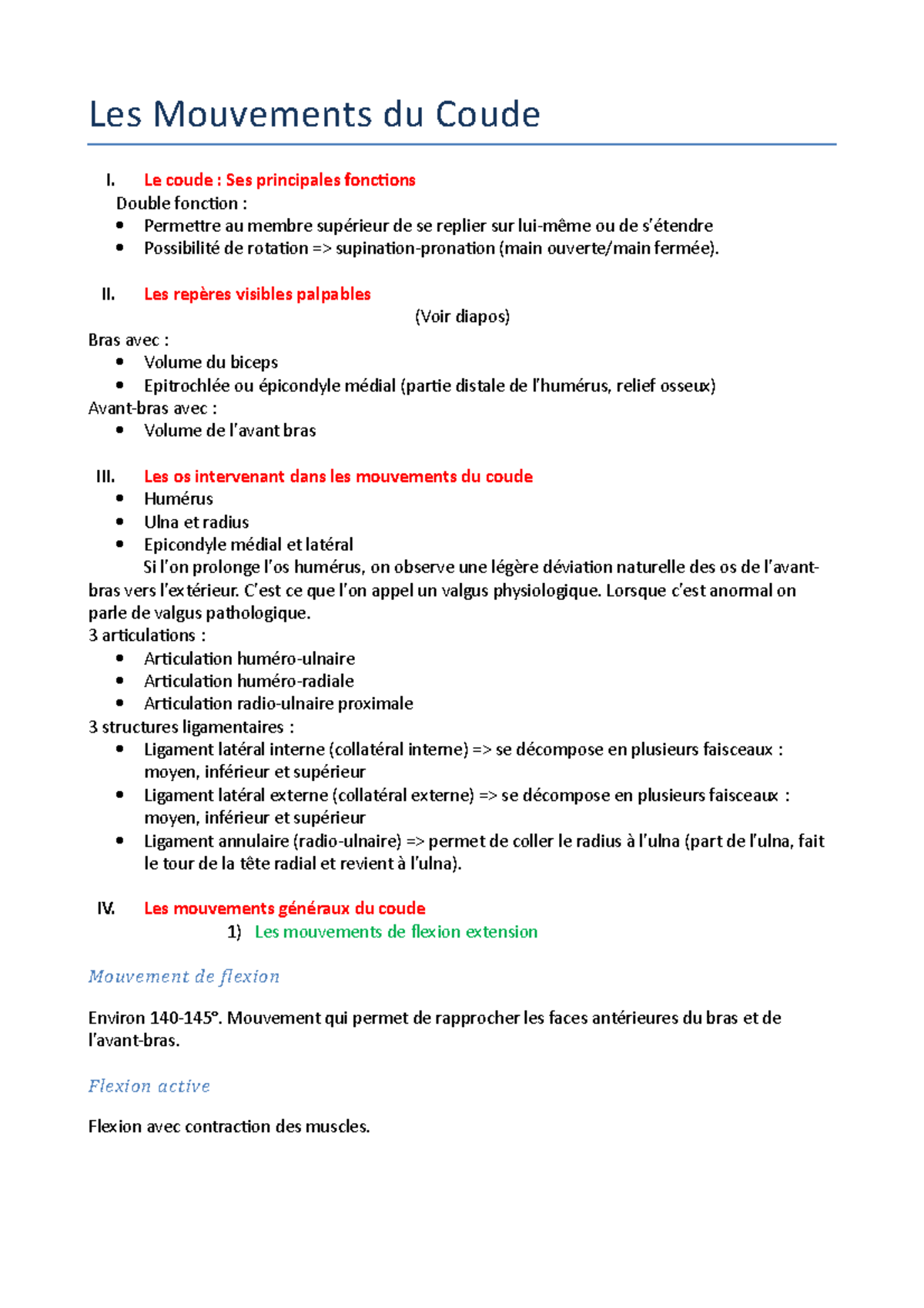 Les Mouvements du Coude - Le coude : Ses principales fonctions Double ...
