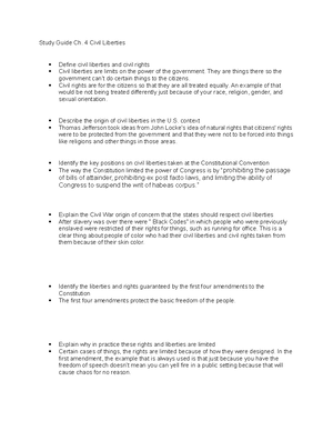 Study Guide Ch.5 PLSC 121 - Ch. 5 Civil Define the concept of civil ...