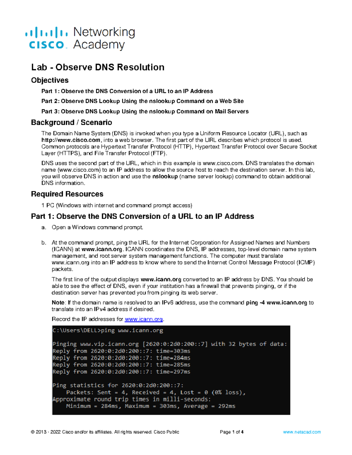 1548 Lab Observe Dns Resolution Objectives Part 1 Observe The