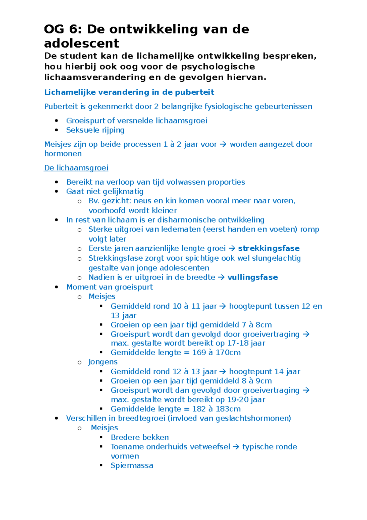 OG 6 de ontwikkeling van de adolescent - OG 6: De ontwikkeling van de ...