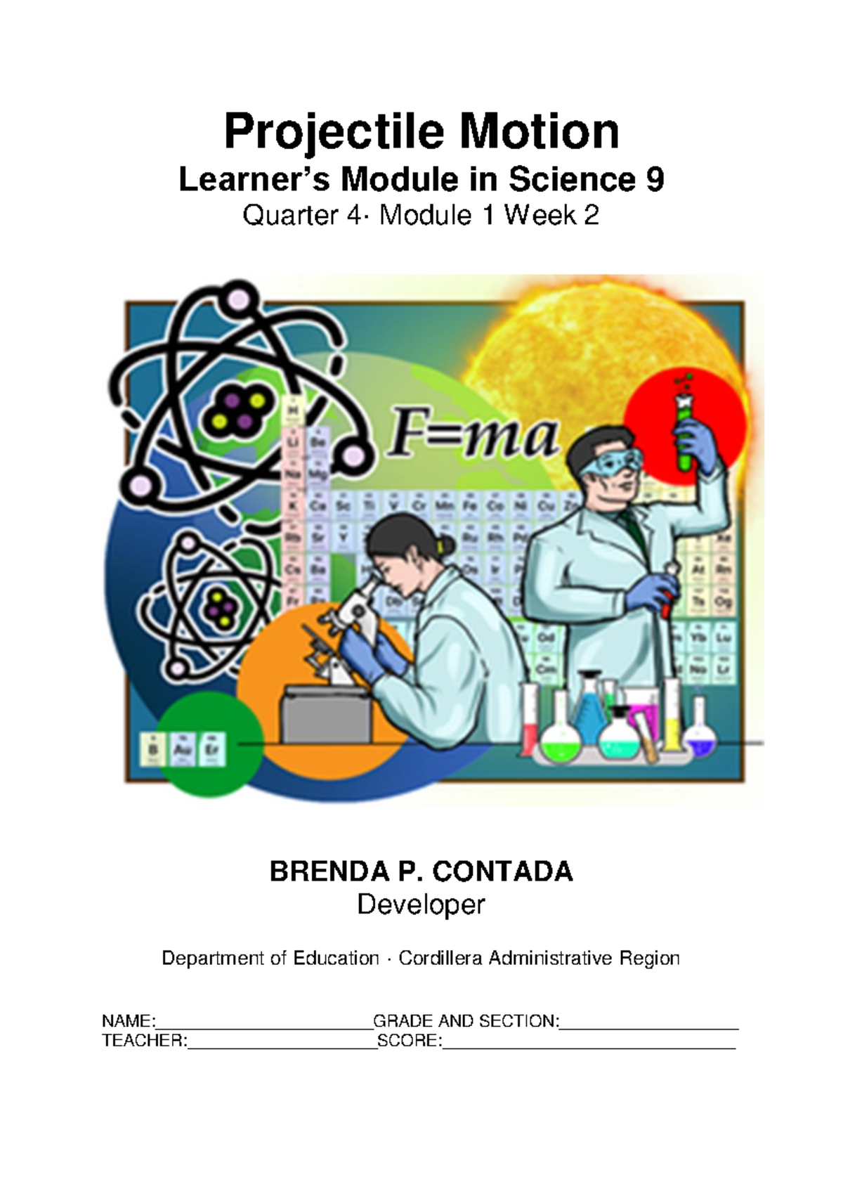 SCI9 Q4 w2 MOD1 Projectile Motion B Contada bgo v0 - Projectile Motion Learner’s Module in ...
