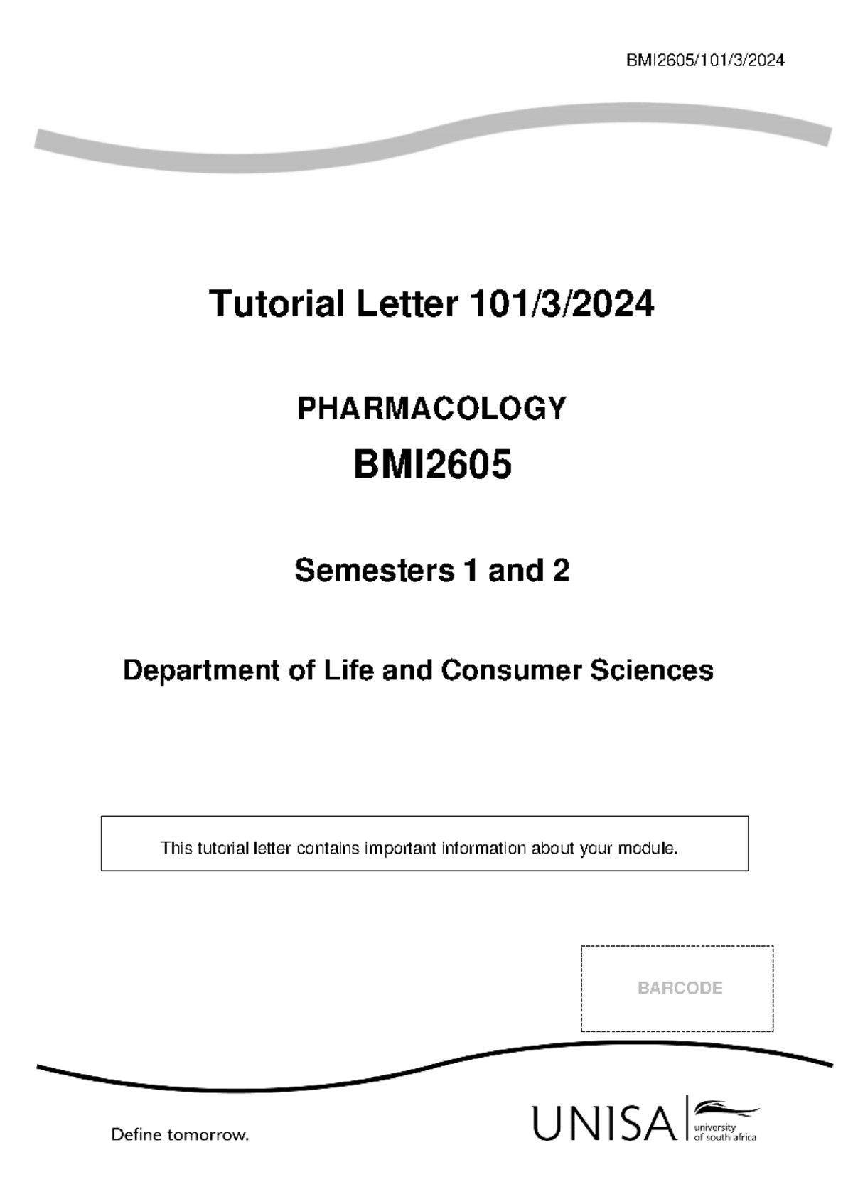 BMI2605 101 2024 3 b - tutorial notes - BMI 2605 / 101 / 3 / 2024 ...