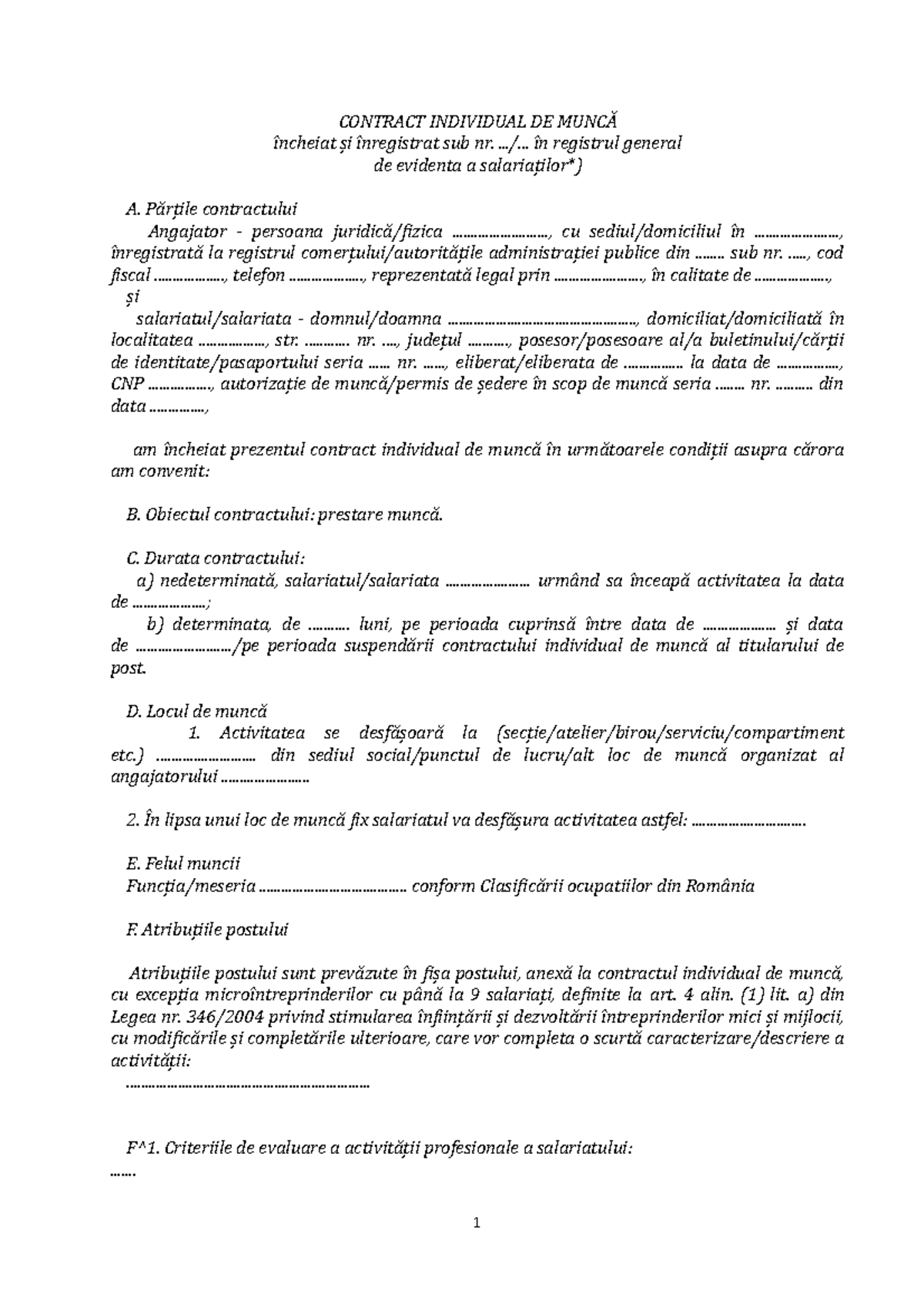 CIM Buturuga Teodora - de ajutor - CONTRACT INDIVIDUAL DE MUNCĂ ...