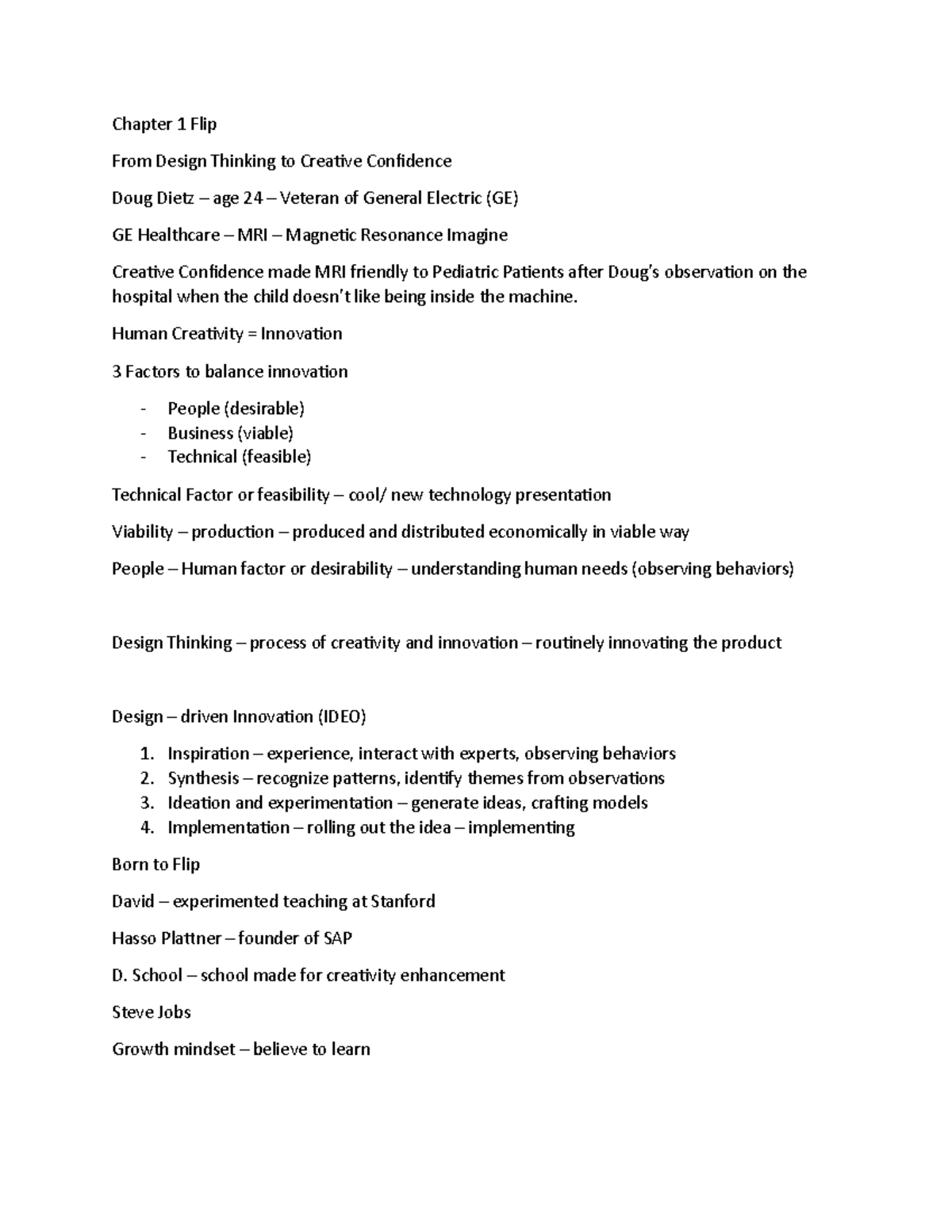 Assign#2.1 - Reading- Creative Confidence - Part 1 - Chapter 1 Flip ...