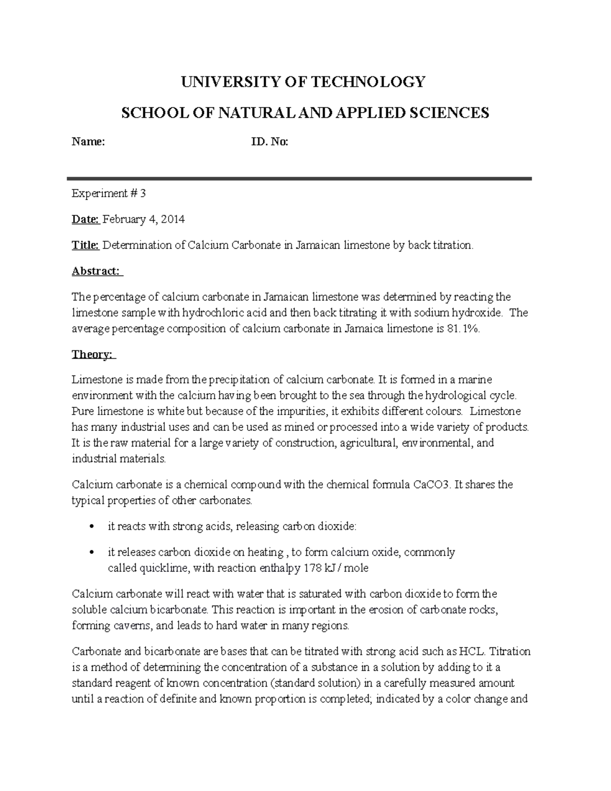 Lab Three Upload Online - UNIVERSITY OF TECHNOLOGY SCHOOL OF NATURAL ...